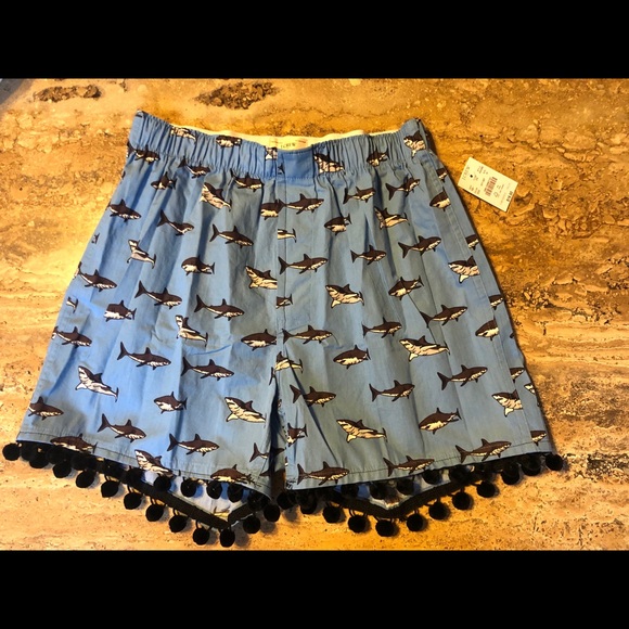 J. Crew | Shorts | Jcrew Nwt Cotton Shark Shorts With Pom Poms | Poshmark
